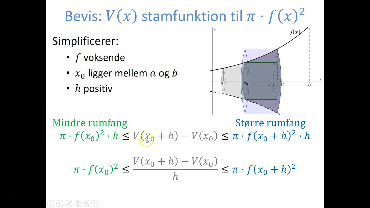Integralregning - Bevis: V'(x) = π·f(x)^2 - YouTube