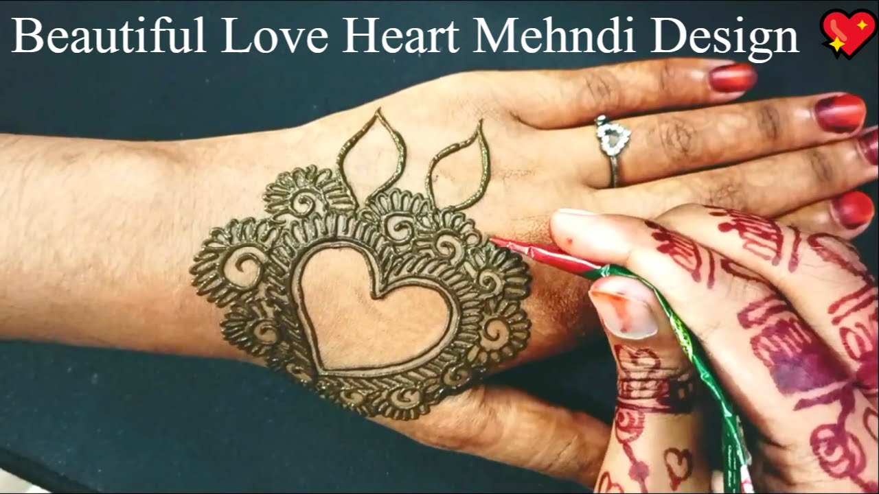 💖Simple and Attractive Love Heart Mehndi Design || Stylish Mehndi heart ...