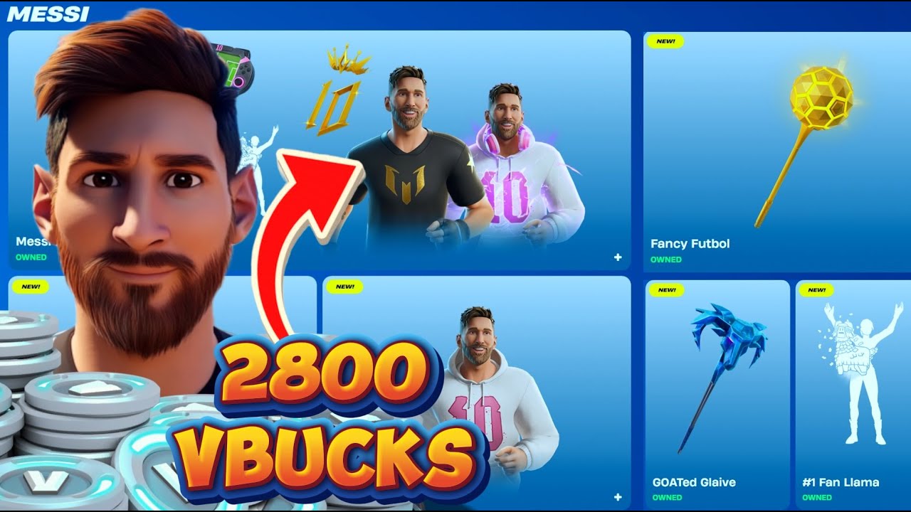 MESSI Bundle Fortnite 2800 V BUCKS (SIUUU) - YouTube