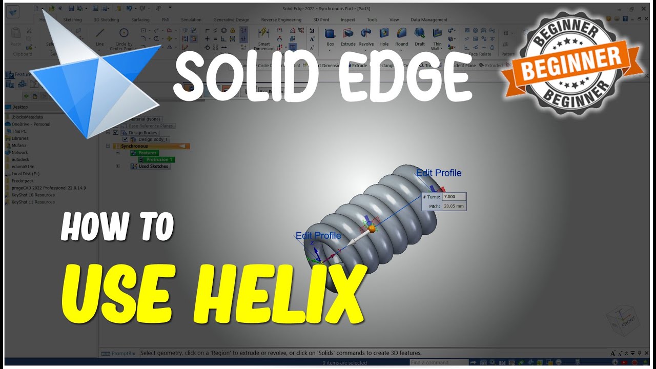 Solid Edge How To Helix - YouTube