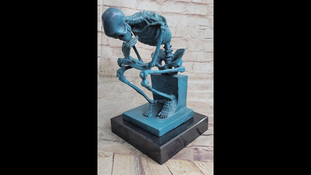 The Thinker Thinking Man Skeleton Bronze Metal Statue Sculpture Figure ...