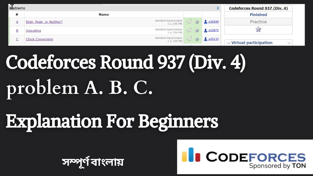 A B C Codeforces Round 937 Div 4 Solutions Stair Upscaling Clock Conversion Beginners