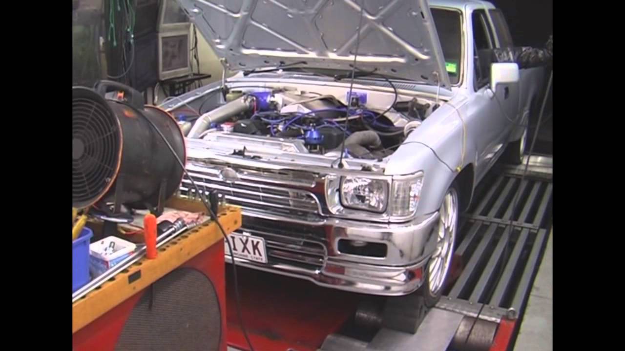 Miller Chassis V8 turbo 1uz hilux on dyno - YouTube