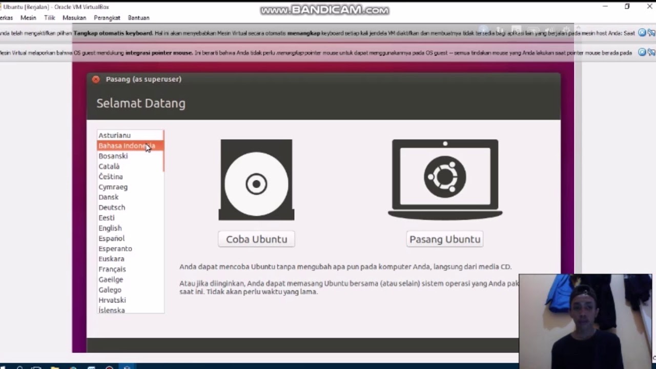 Cara install Ubuntu di virtualbox - YouTube