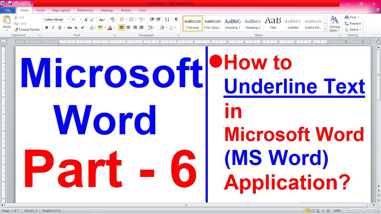 MS Word P-6 | How to Underline any Text in MS Word Application? etc ...