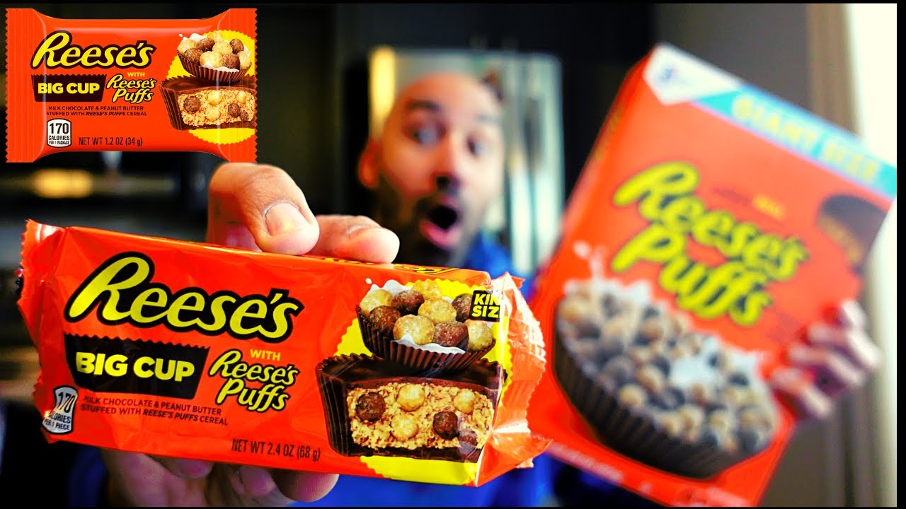 Reese’s Big Cup Stuffed with Reese’s Puffs Cereal | Review - YouTube
