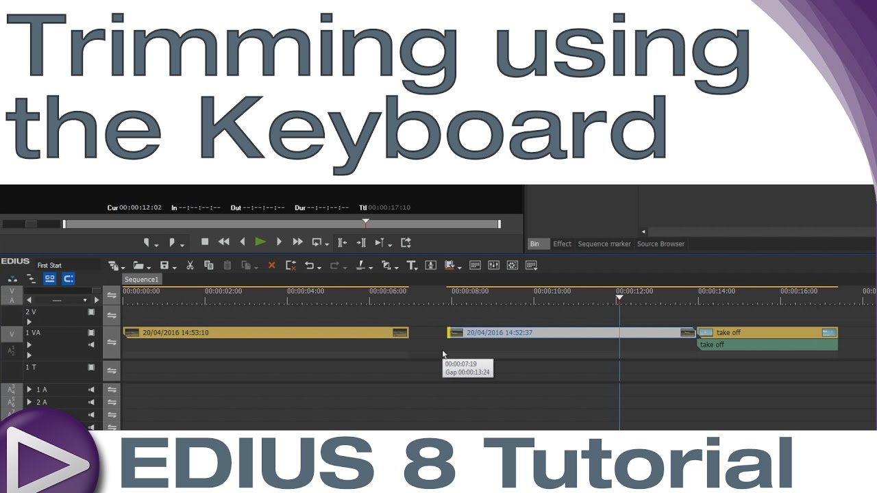 EDIUS 8 Basic Tutorial: Trimming using the Keyboard - YouTube