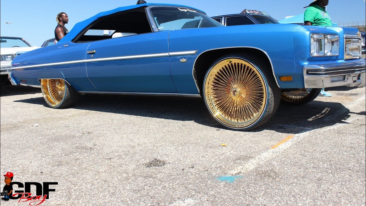 Blue 1975 Caprice Classic Vert on All Gold 24" Daytons and Vogues at ...