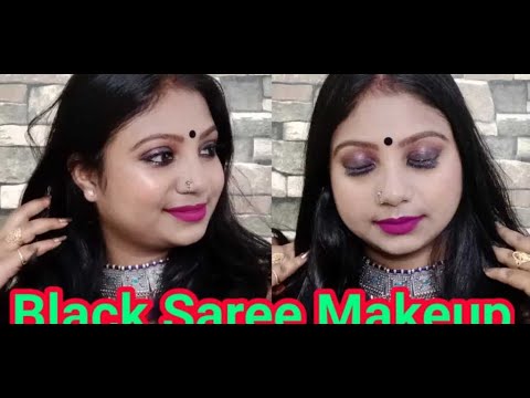 Black Saree Makeup Tutorial || Party Makeup   || Dolan YouTuer