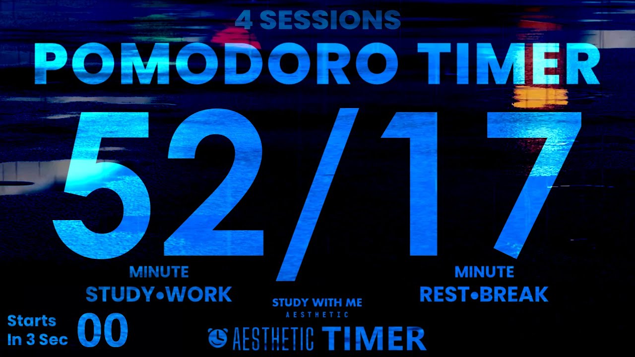 52 / 17 Rule Timer, Rain Sounds, 4.5 Hour Study, Gentle Alarm, 52 ...