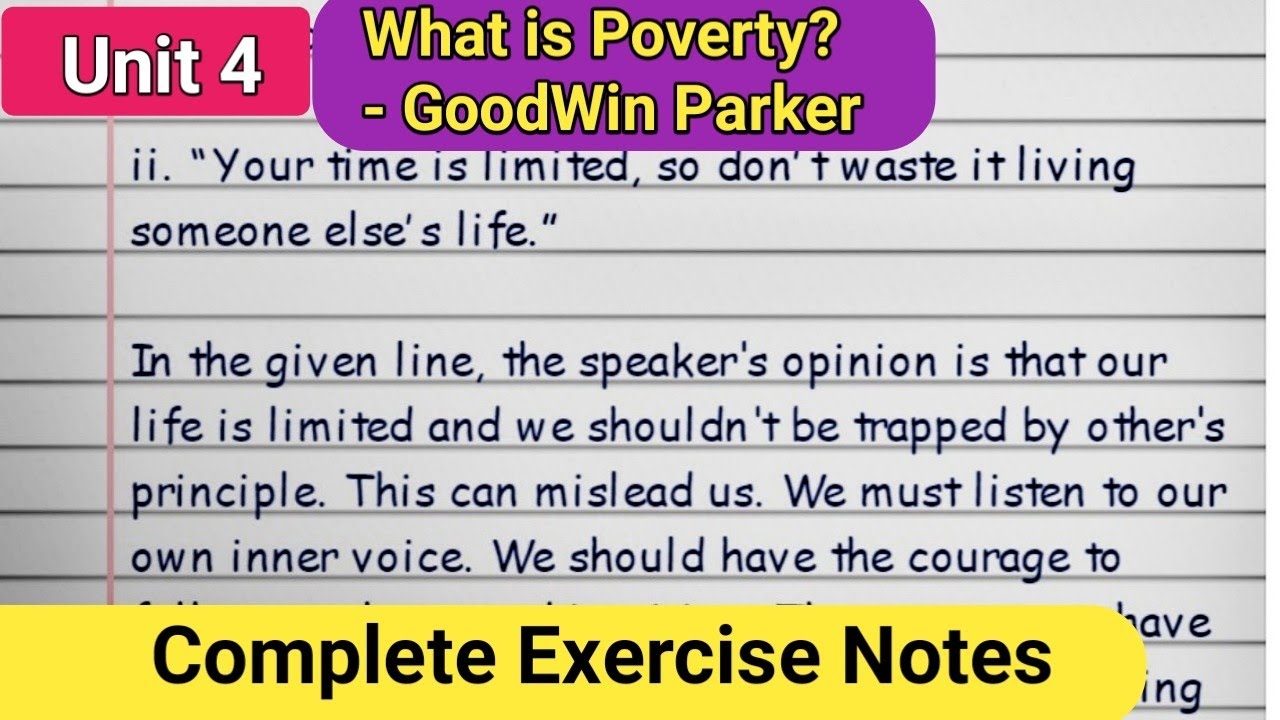 What is poverty? Exercise Class 11 English: Questions Answers | - YouTube