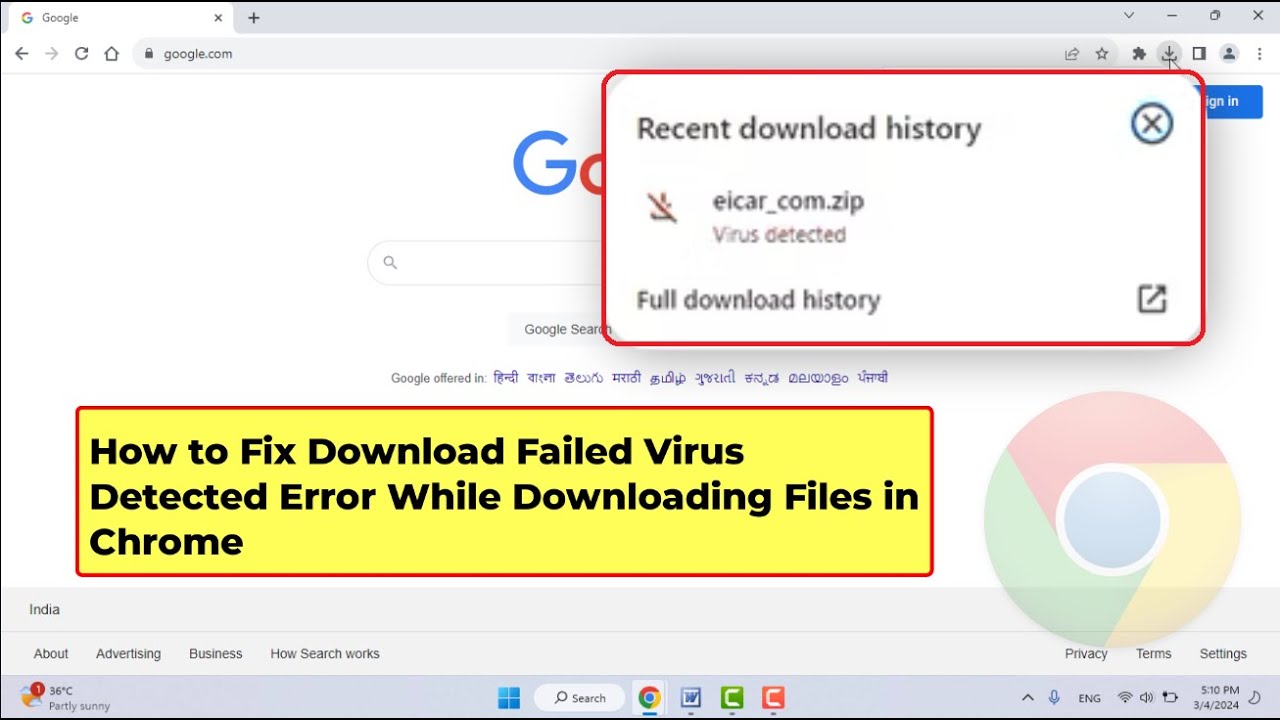 How to Bypass "Failed - Virus Detected" Message When Downloading Files in Google Chrome - YouTube