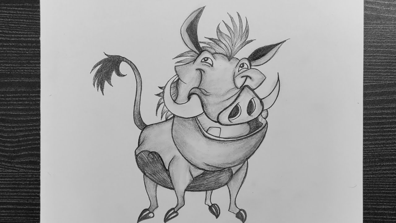 How To Draw Pumbaa // Pumbaa Drawing Easy // Lion King Drawing ...