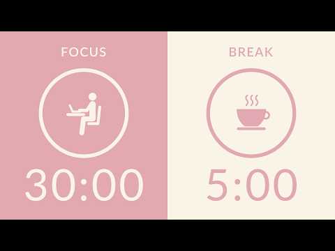 30/5 Pomodoro Timer with Pink Noise 🎧 2-Hour Study with Me for Deep Focus & ADHD ✨