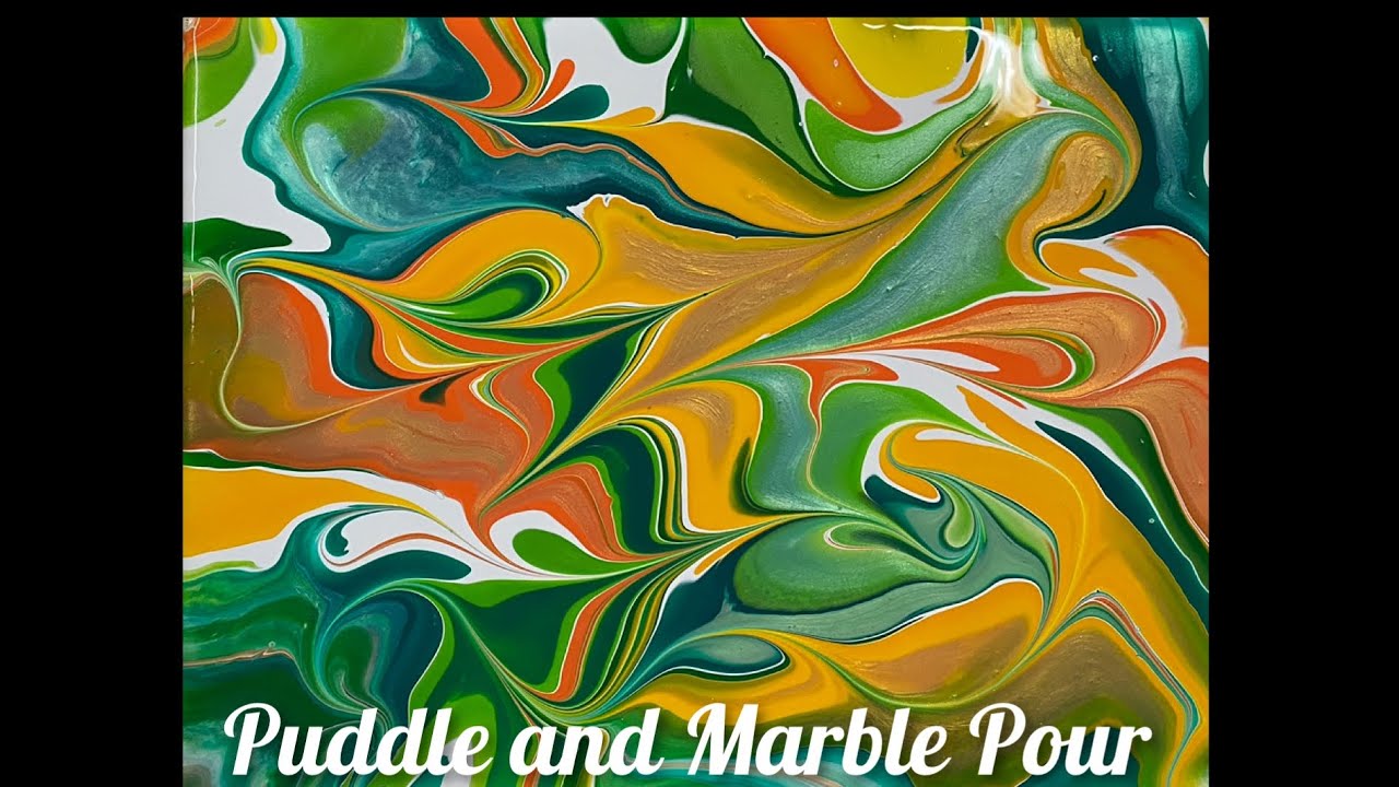 (1442) Awesome Puddle and Marble, Acrylic Paint Pouring, Fluid Art ...