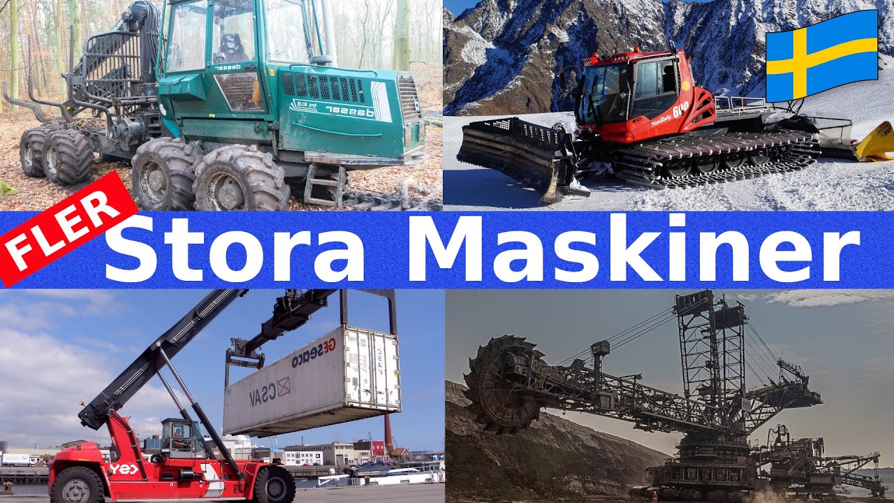 Fler Stora Maskiner | Namn & Ljud på Fordon | För Barn | Svenska - YouTube