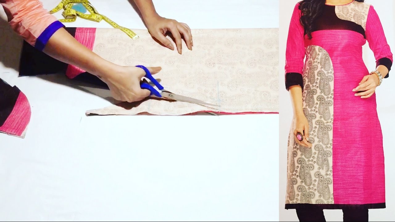 Kurta/kurti cutting and stitching very easily at home - YouTube