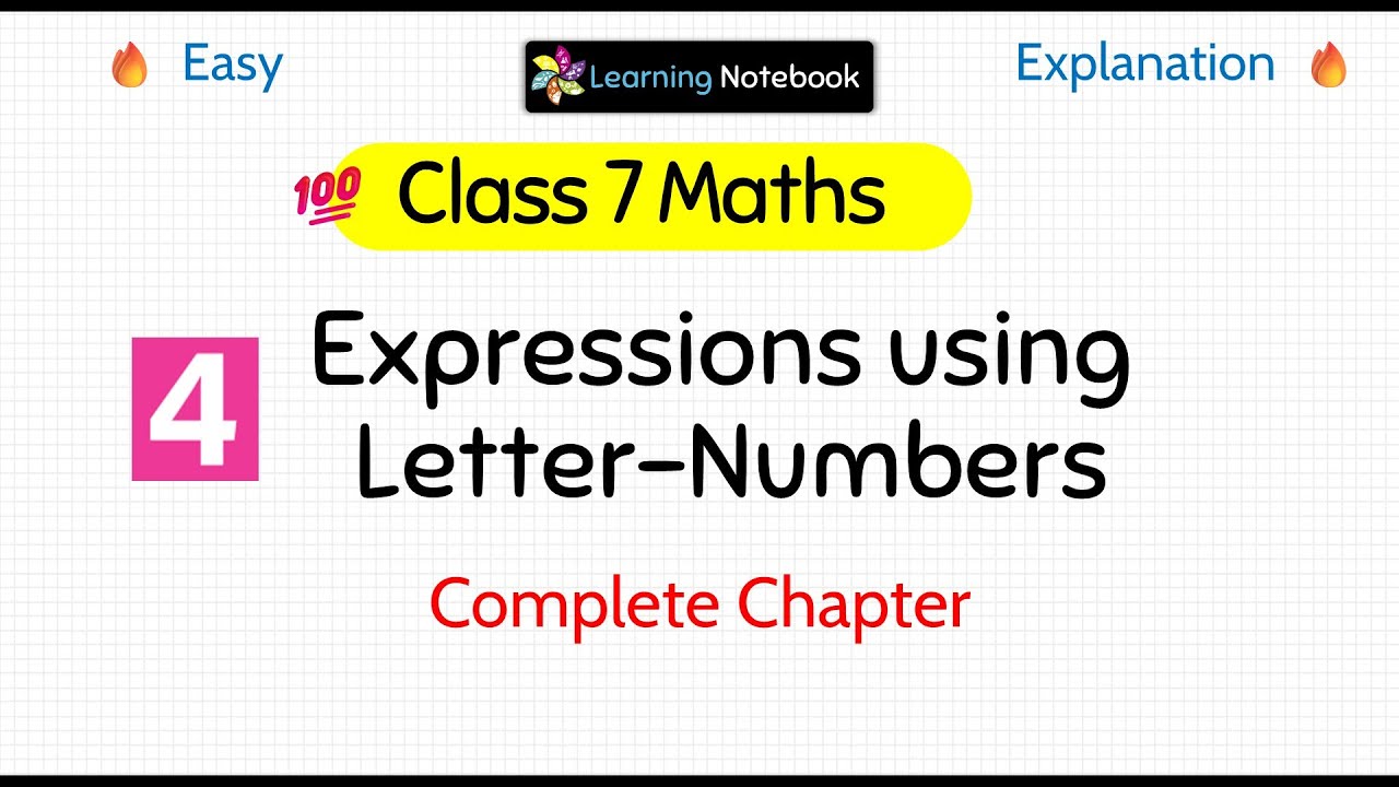 Class 7 Maths Expressions using Letter Numbers - Class 7 Maths Chapter ...