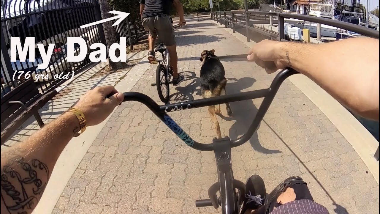 BMX STREET RIDING WITH MY DAD (he's 76 yrs old) - YouTube