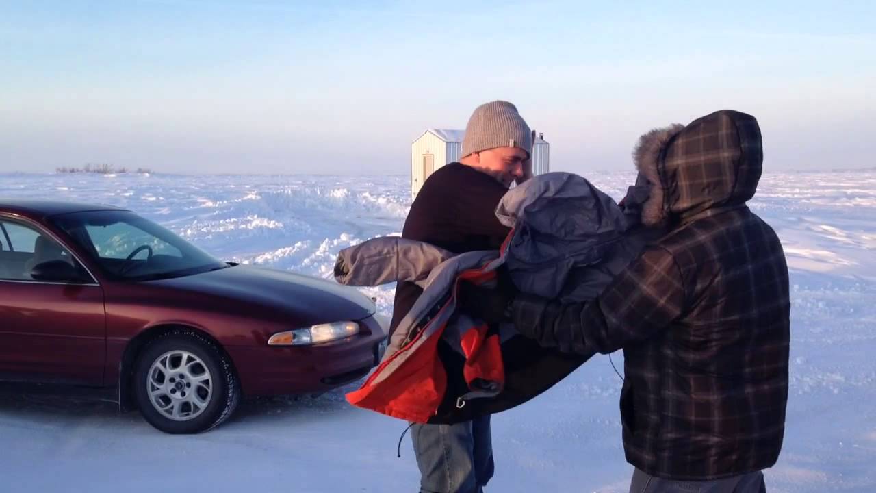 Kevin Friesen getting prepared for ice fishing - YouTube