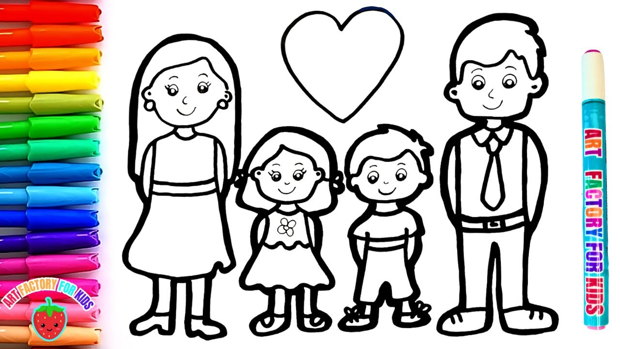 How To Draw A Family 👨‍👩‍👧‍👦 | Drawing For Kids Easy Step By Step - YouTube