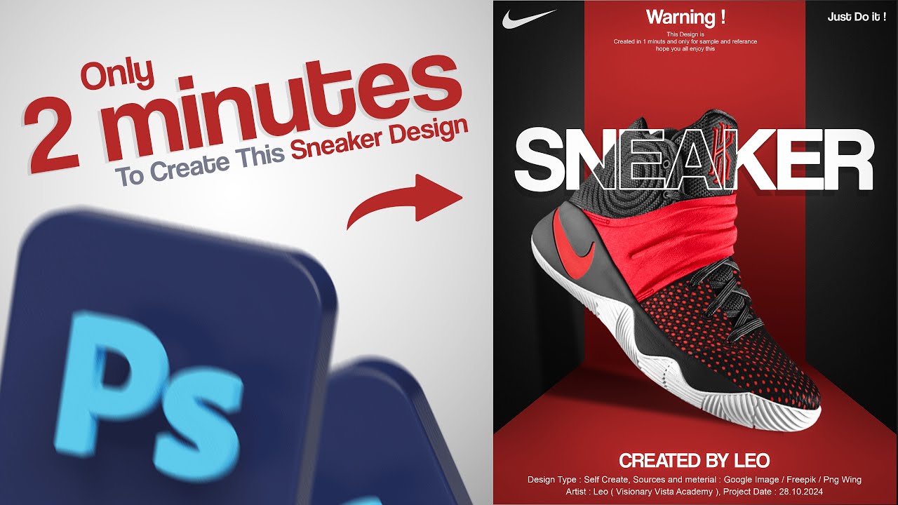I created A Sneaker Design in 2 minutes with Photoshop ! #graphicdesign ...