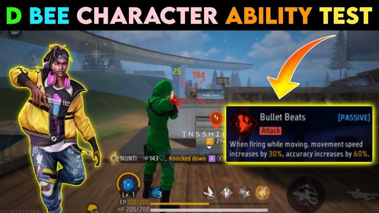 D Bee Character Ability || Free Fire D Bee Character Ability || D Bee ...