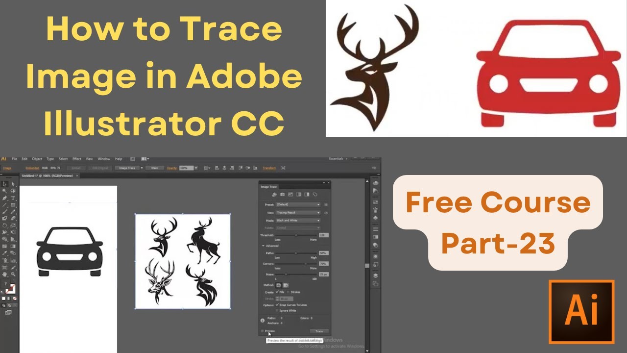 How To Trace Image In Illustrator 2022 Vector Image Trace In Illustrator Free Course Part 23 How To Trace Image In Illustrator 2022 Vector Image Trace In Illustrator Free Course Part 23