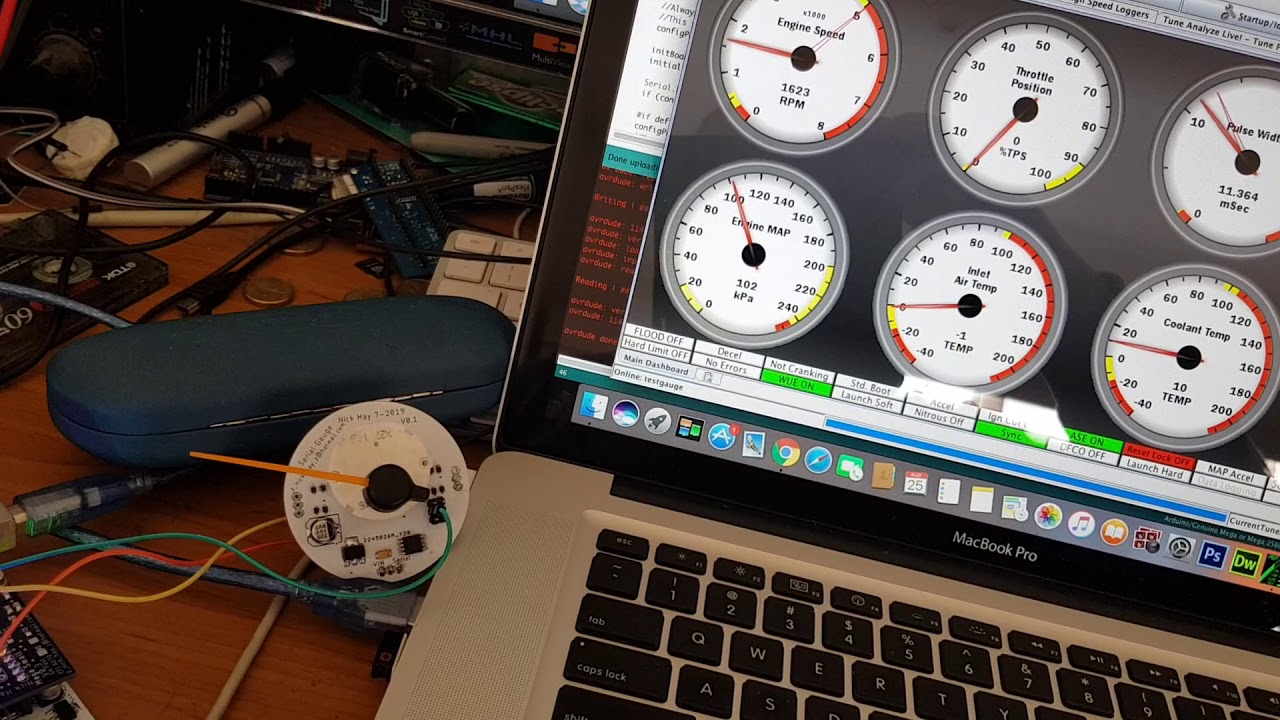 Serial Gauge second test with serial data from Speeduino - YouTube