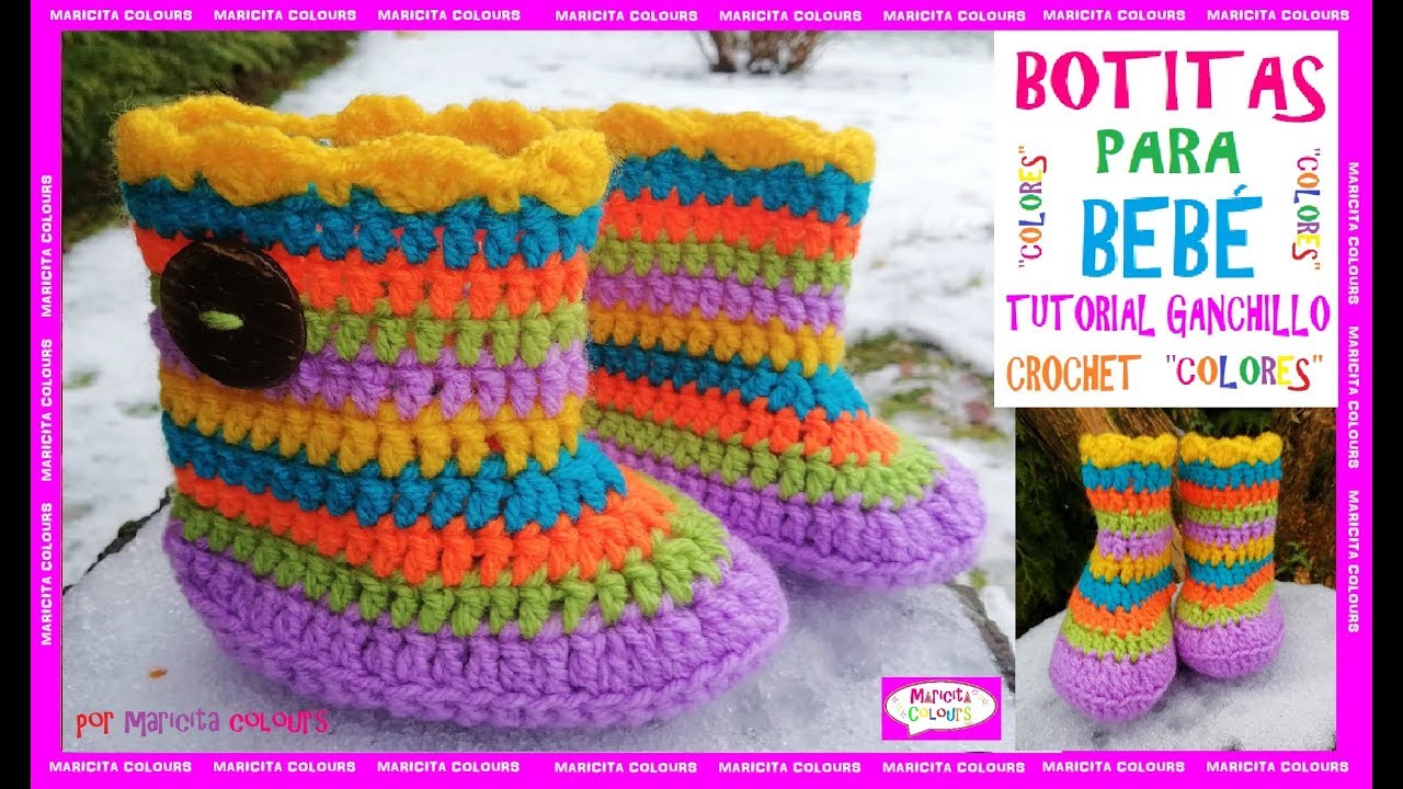 Botitas a CROCHET "Colores" Tutorial por Maricita Colours - YouTube