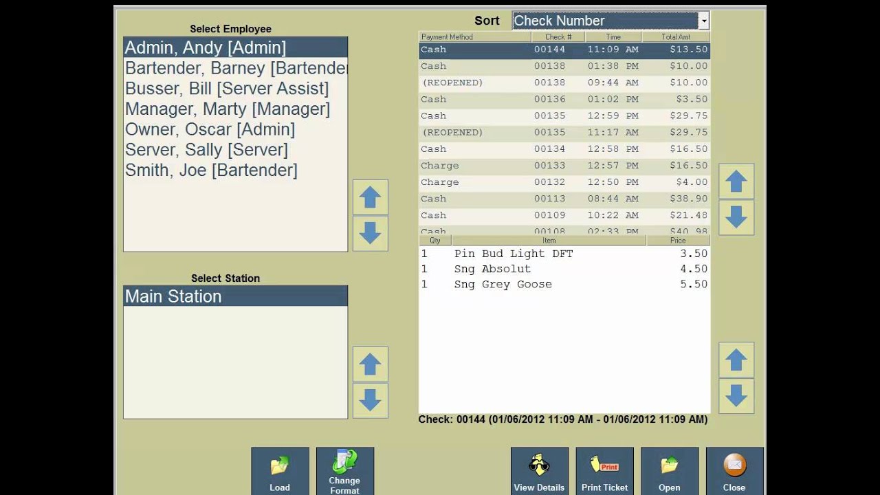 2TouchPOS Re-open check and Print last Ticket - YouTube