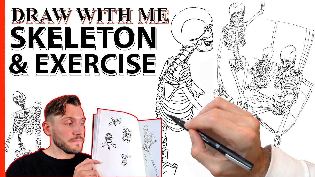 DRAW WITH ME: Simple Skeleton Drawing Guide - YouTube