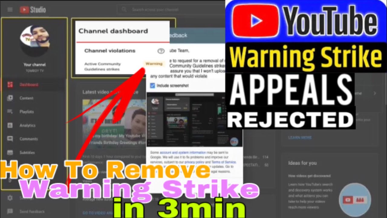 How To Remove YouTube Warning Strike/ Channel Violations/Tagalog ...