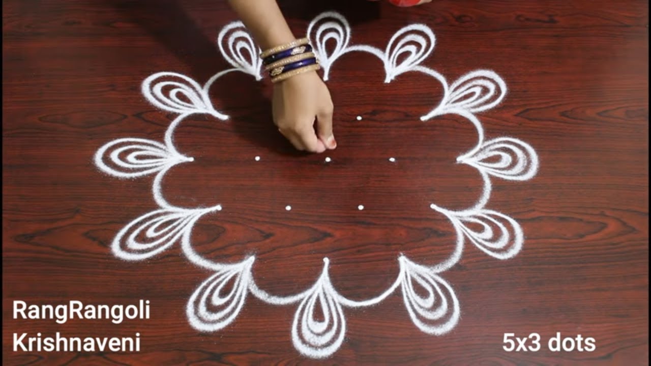Dussehra Special Rangoli🌺5x3 dots Vijayadashami Muggulu🌺Navarathri ...