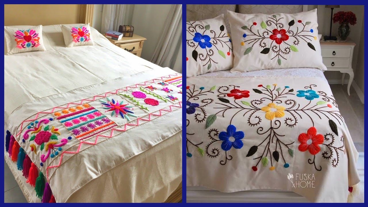 Gorgeous and Unique new Designer's hand Embroidered Bedsheets/Bedspread ...