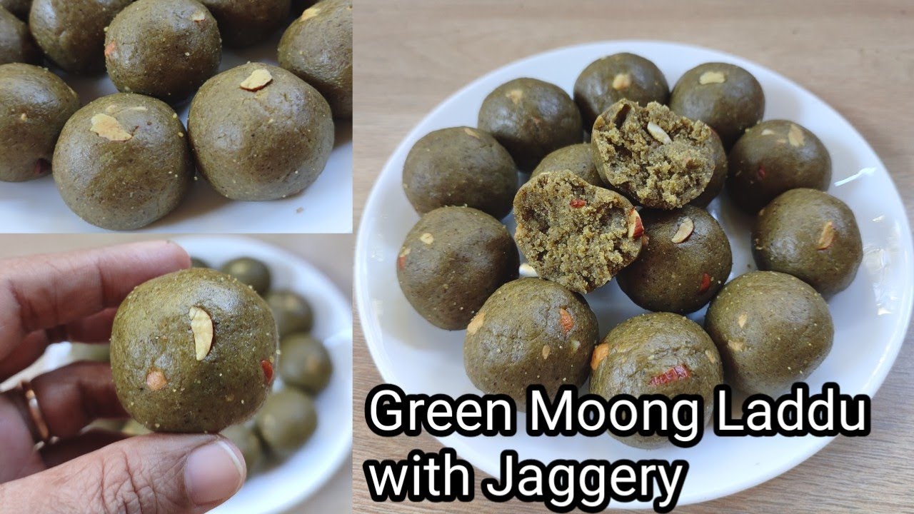Green Moong Laddu with jaggery | Muganche Ladoo | Green Gram laddu ...