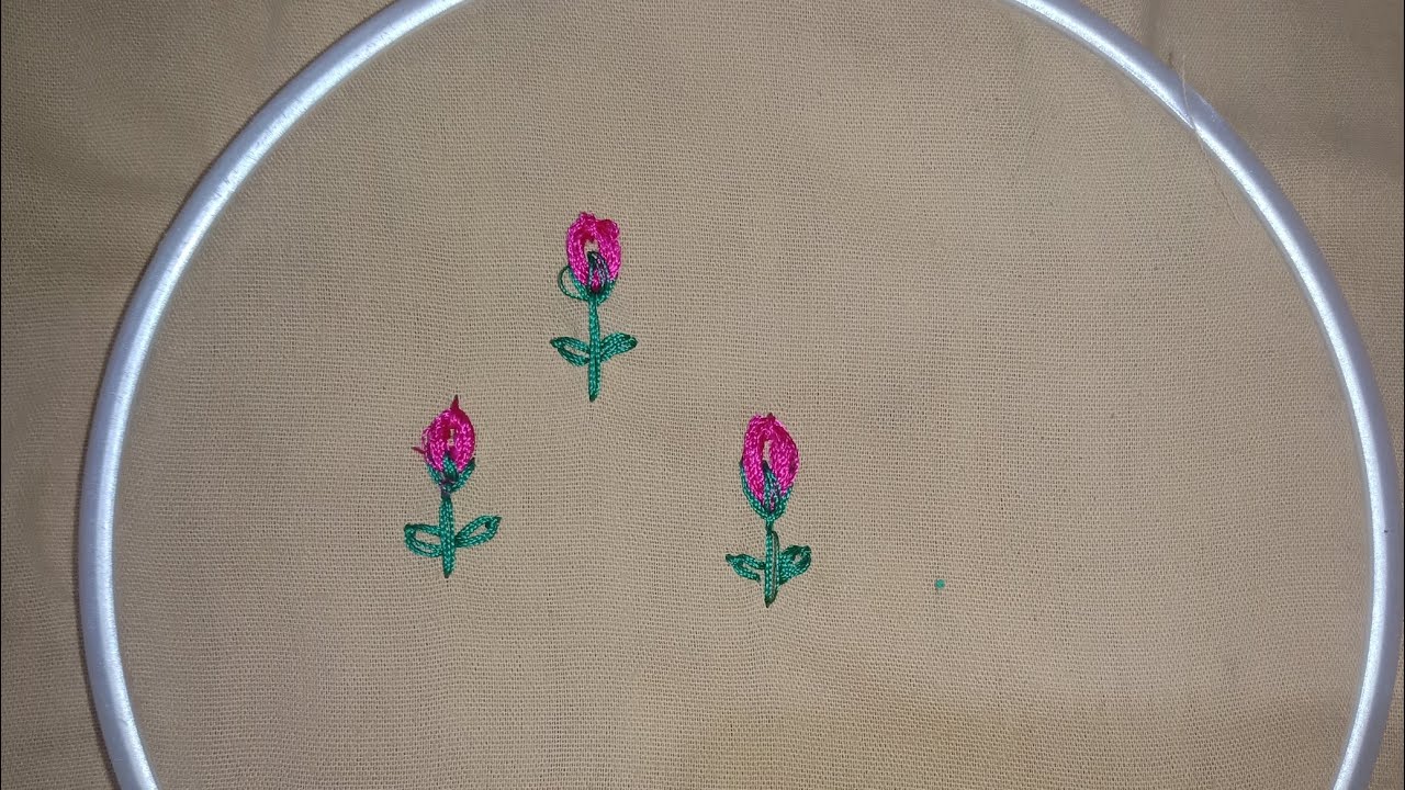 Rose bud embroidery design for bigginers / easy and simple embroidery ...