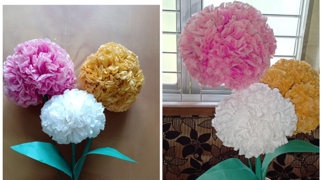 Beautiful Tissue Paper Flowers/ DIY a snow white round tissue flower ...