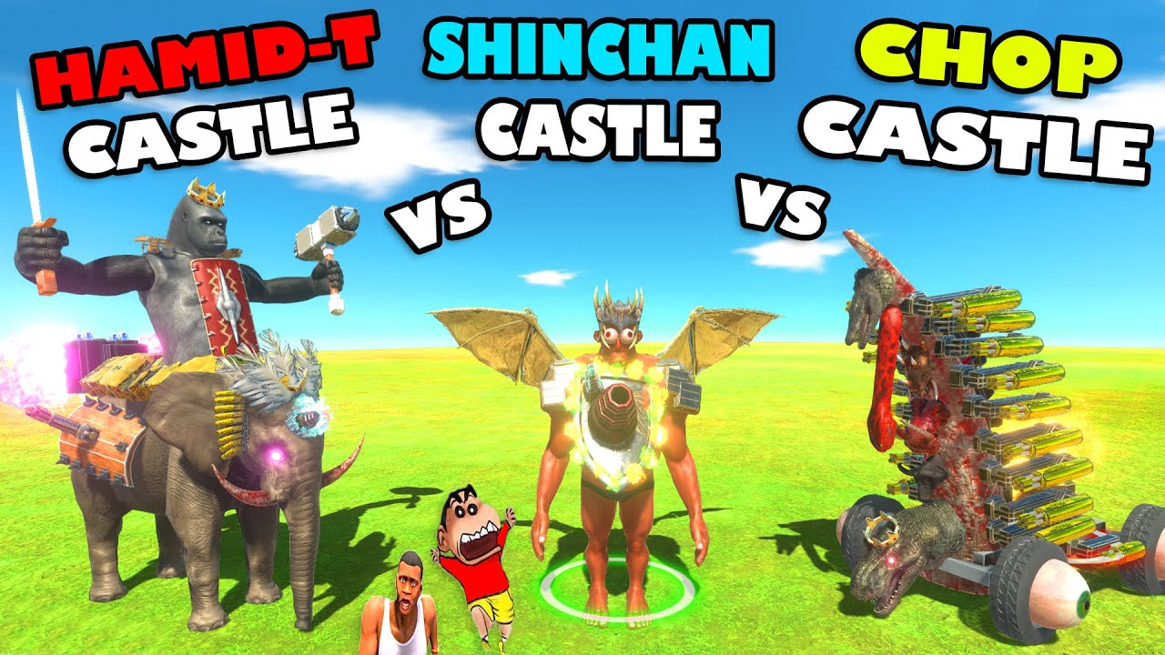 BOSS DEATH CASTLE FIGHT BETWEEN CHOP vs SHINCHAN vs HAMID-T In Animal ...