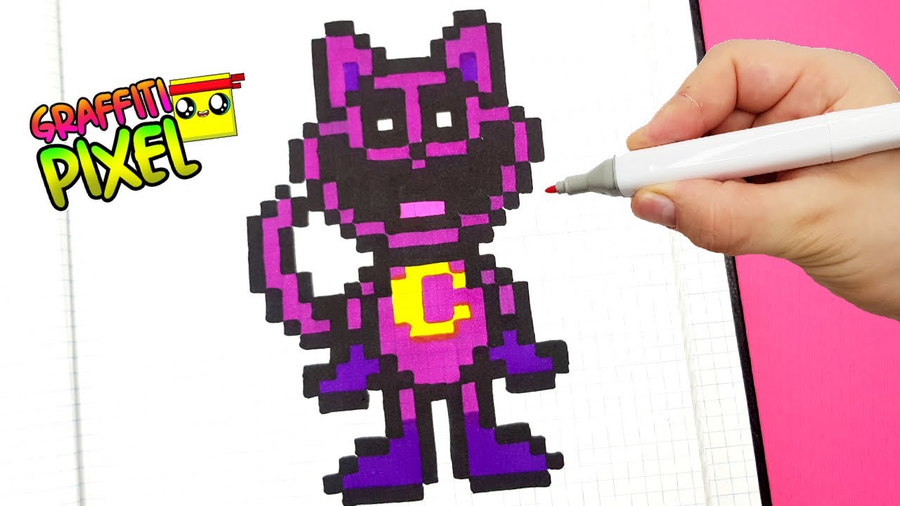 Рисунки по клеточкам КОТ НАП ПОППИ ПЛЕЙТАЙМ 3 ! Pixel art CatNap Poppy ...