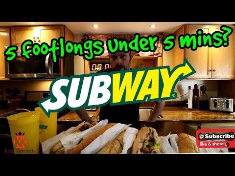5 SUBWAY footlong challenge |man v. subway | epic and fast - YouTube
