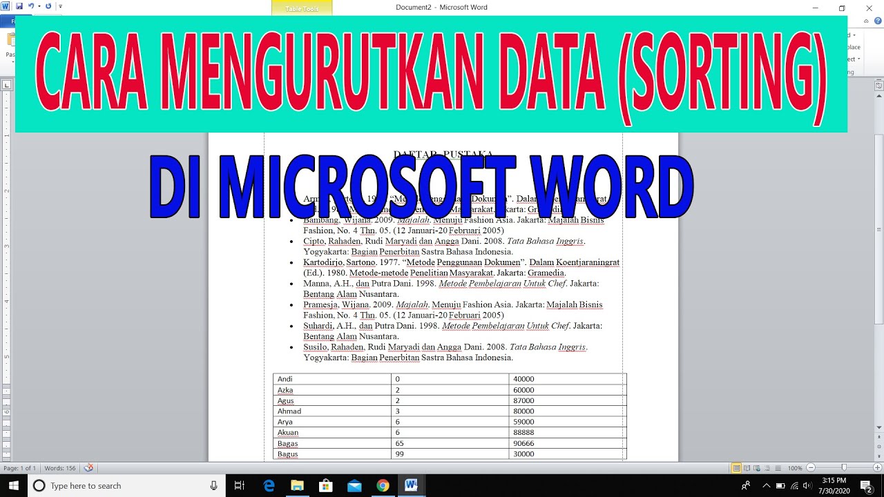 Cara Mengurutkan Data (SORTING) di Microsoft Word - YouTube