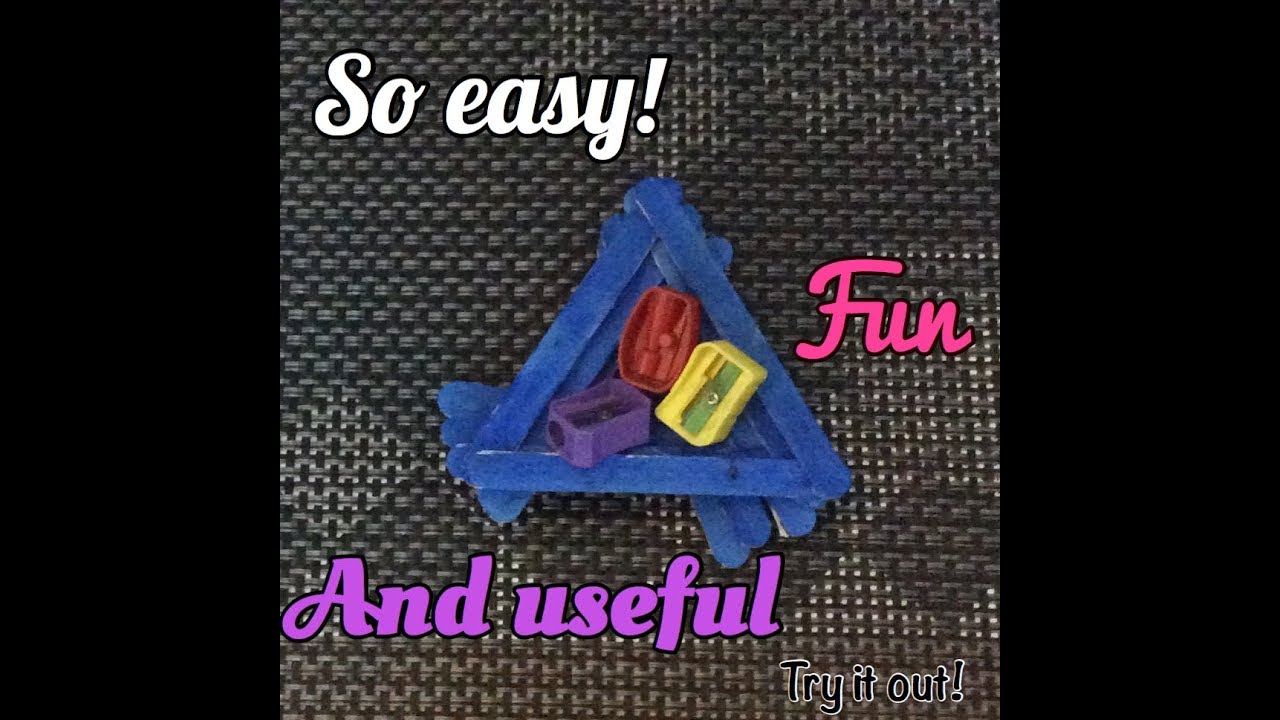 HOW TO MAKE A SMALL TRIANGLE SHAPED BASKET WITH POPSICLE STICKS!! | AC ...