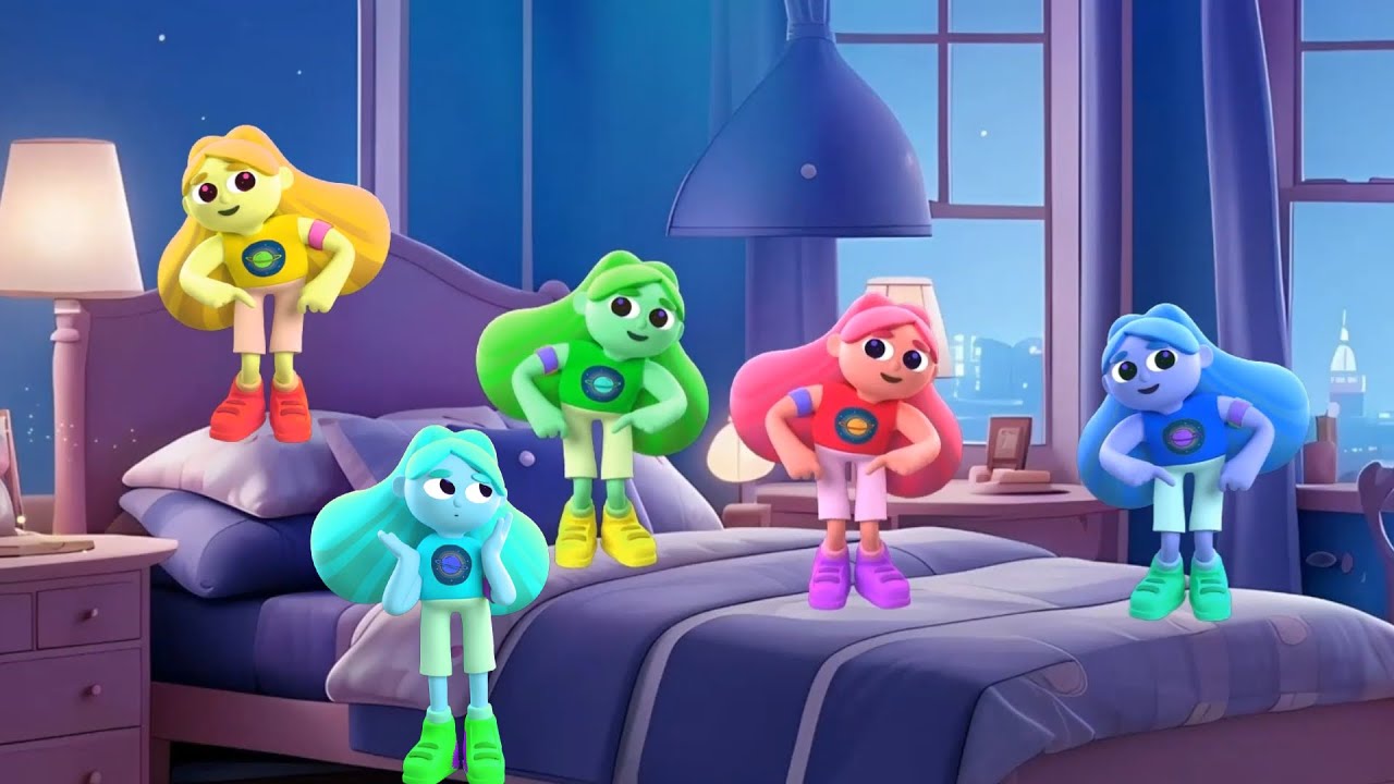 Five Little Sister jumping On The Bed | Best Nursery Rhymes and Kids ...