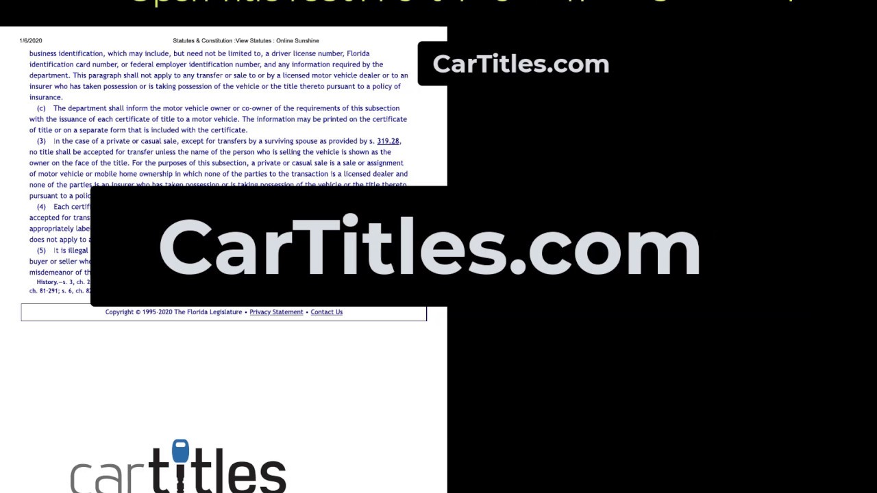 Open title on a vehicle: possible penalties - YouTube