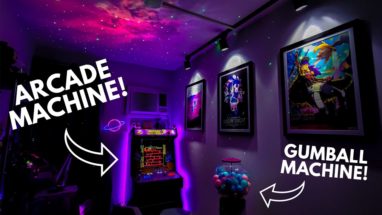 Galaxy Retro Game Room Tour 2021 - Small Arcade Room in House! - YouTube
