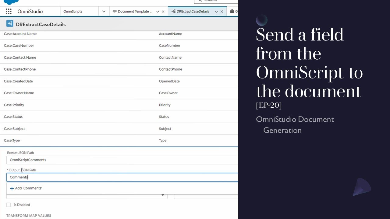 Send a field from the OmniScript to the document [EP-20] - YouTube
