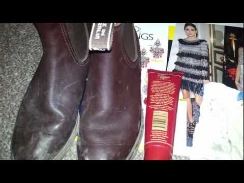 Using a leather conditioner on a leather and non leather boot! 🥾 See the difference!