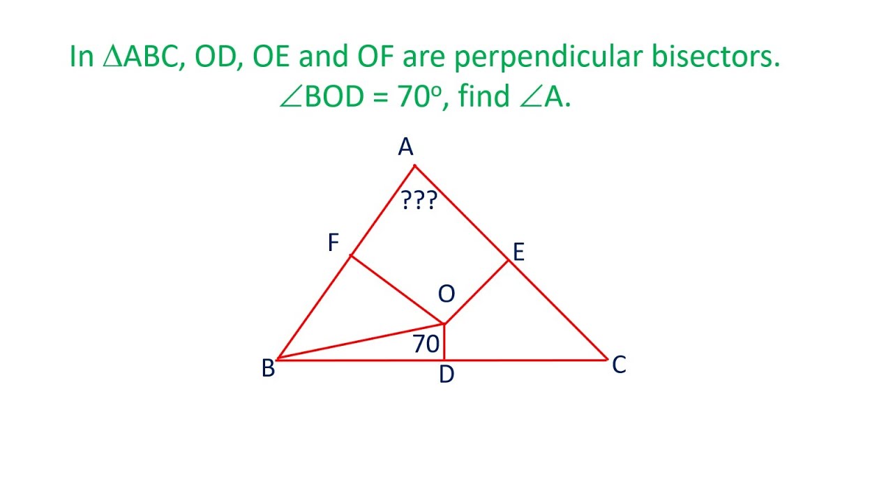 Perpendicular bisectors of sides of triangle is drawn and an angle is ...