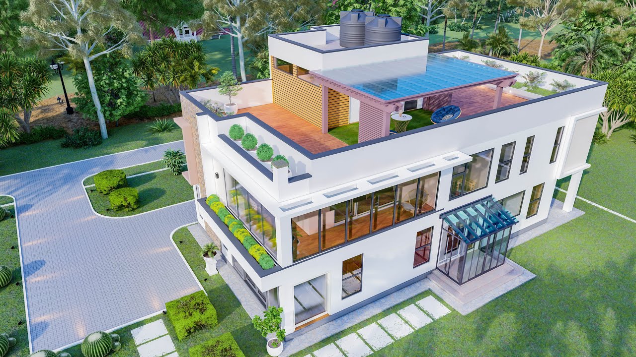 Stunning 4 Bedroom House Design With Floor Plan | Flat Roof | - YouTube